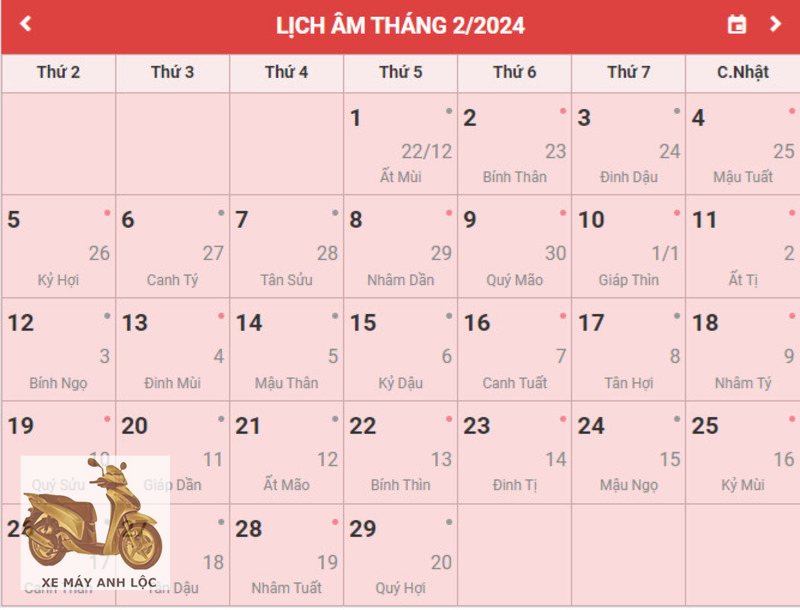 Lịch âm 2024: Tra cứu ngày tốt, dịp lễ, mẹo xem